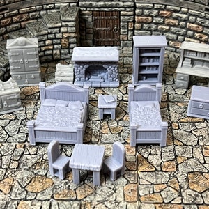 Inn / Bedroom Set 1 Dnd Pathfinder Separate Wall Dungeon Terrain Ruined ...