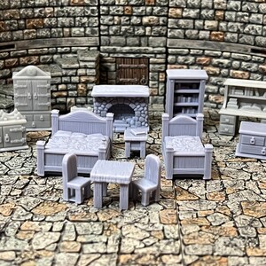 Inn / Bedroom Set 1 Dnd Pathfinder Separate Wall Dungeon Terrain Ruined ...