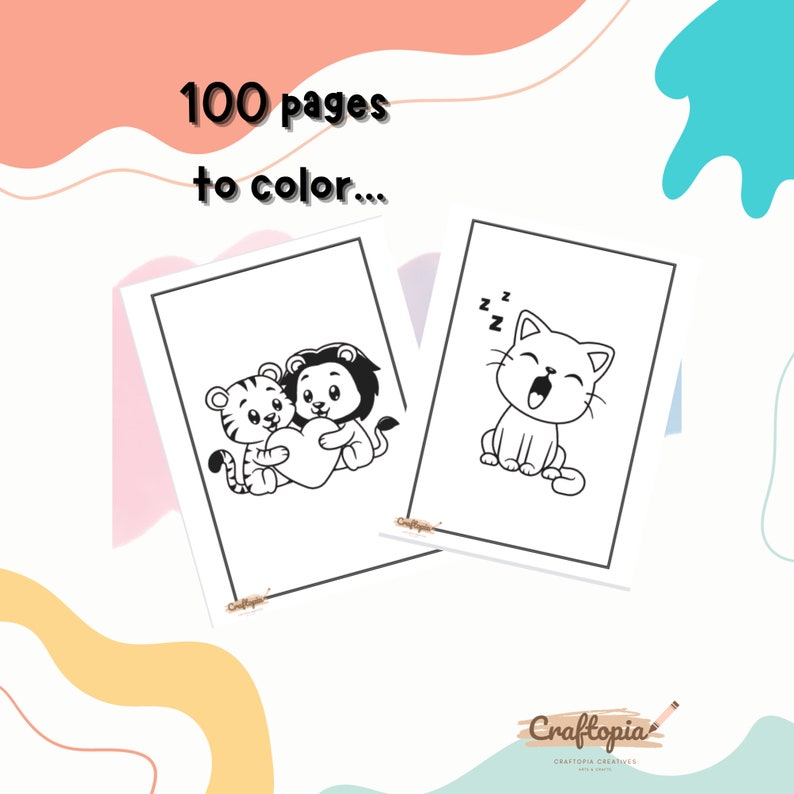 Cute Animals Printable Pages, 100 Coloring Pages, Ages 4 and Up - Etsy