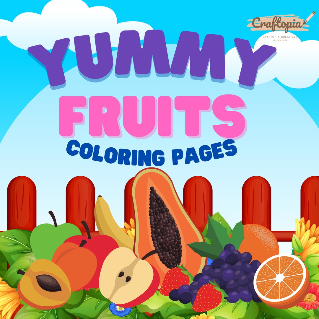 Yummy Fruits Coloring Pages - Etsy