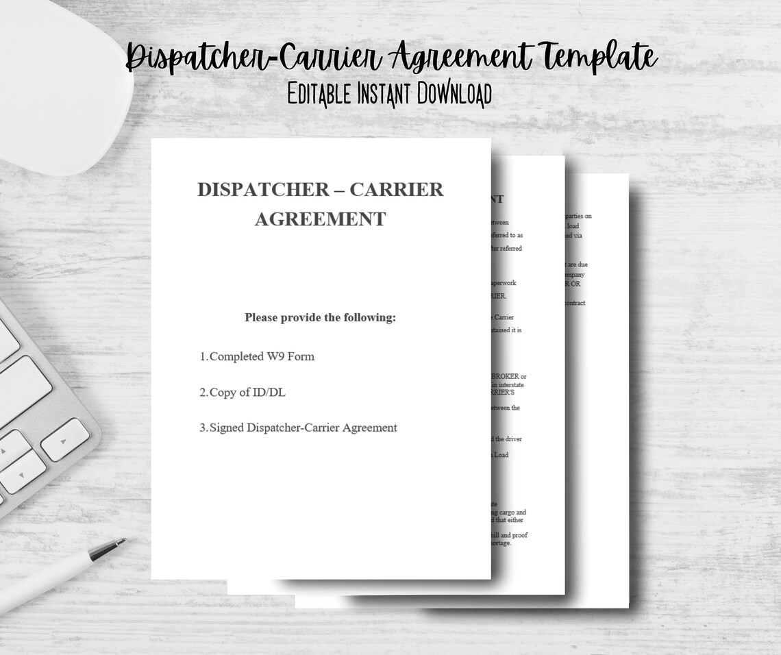 Dispatcher Carrier Agreement Template, Dispatcher Agreement, Dispatcher ...