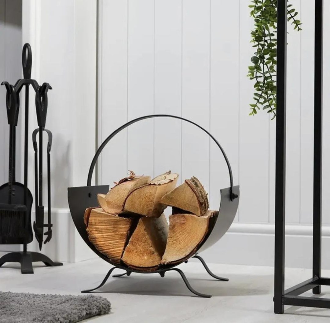 Black Log Holderlog Holder Bucket Round - Etsy