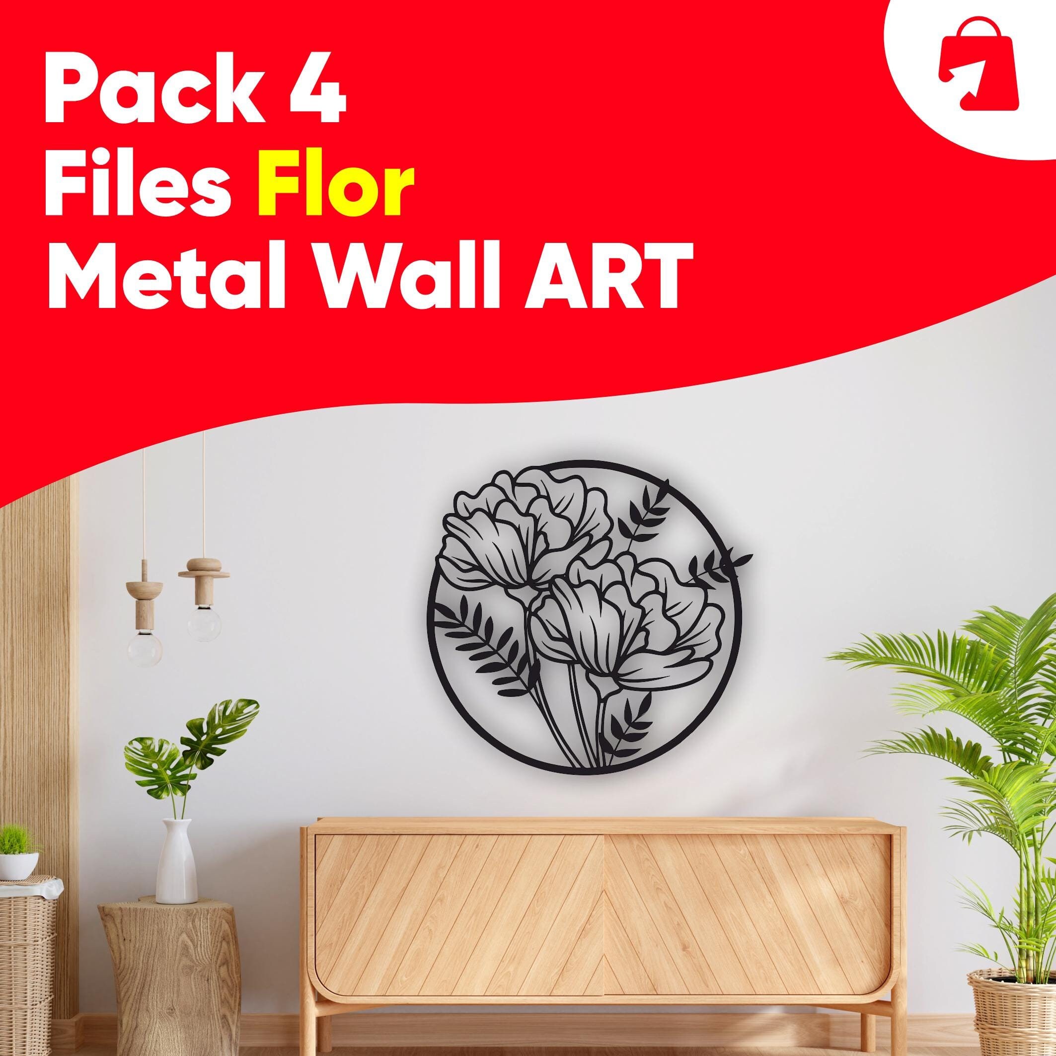 Pack de 4 archivos Svg para Metal Wall Art Corte Laser y Plotter de ...