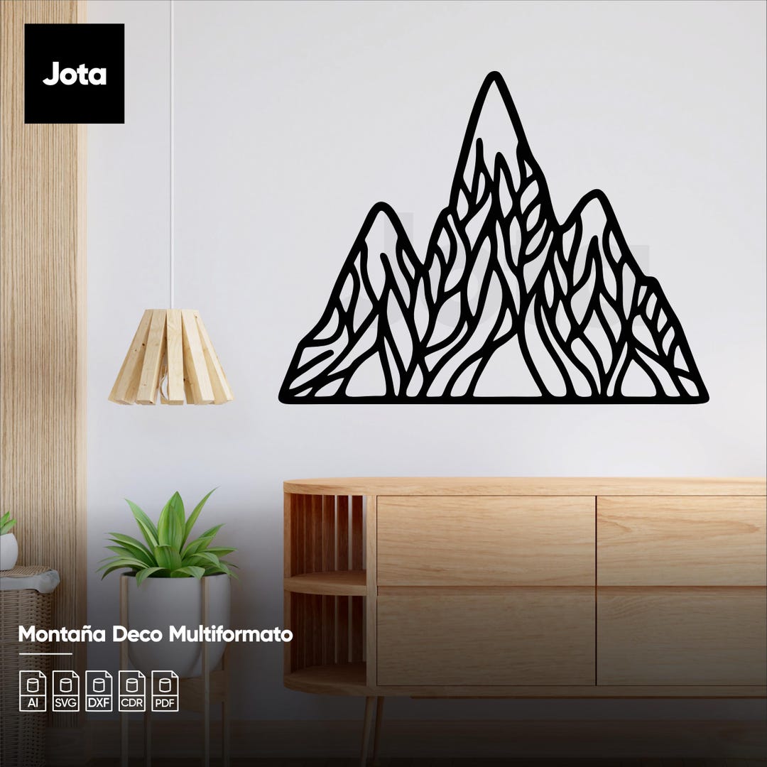 Mountain Design Laser Cut Svg Dxf Files Wall Sticker Engraving ...