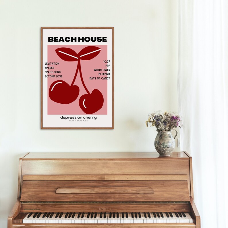 Vintage Beach House Depression Cherry Album Poster, Beach House Band ...