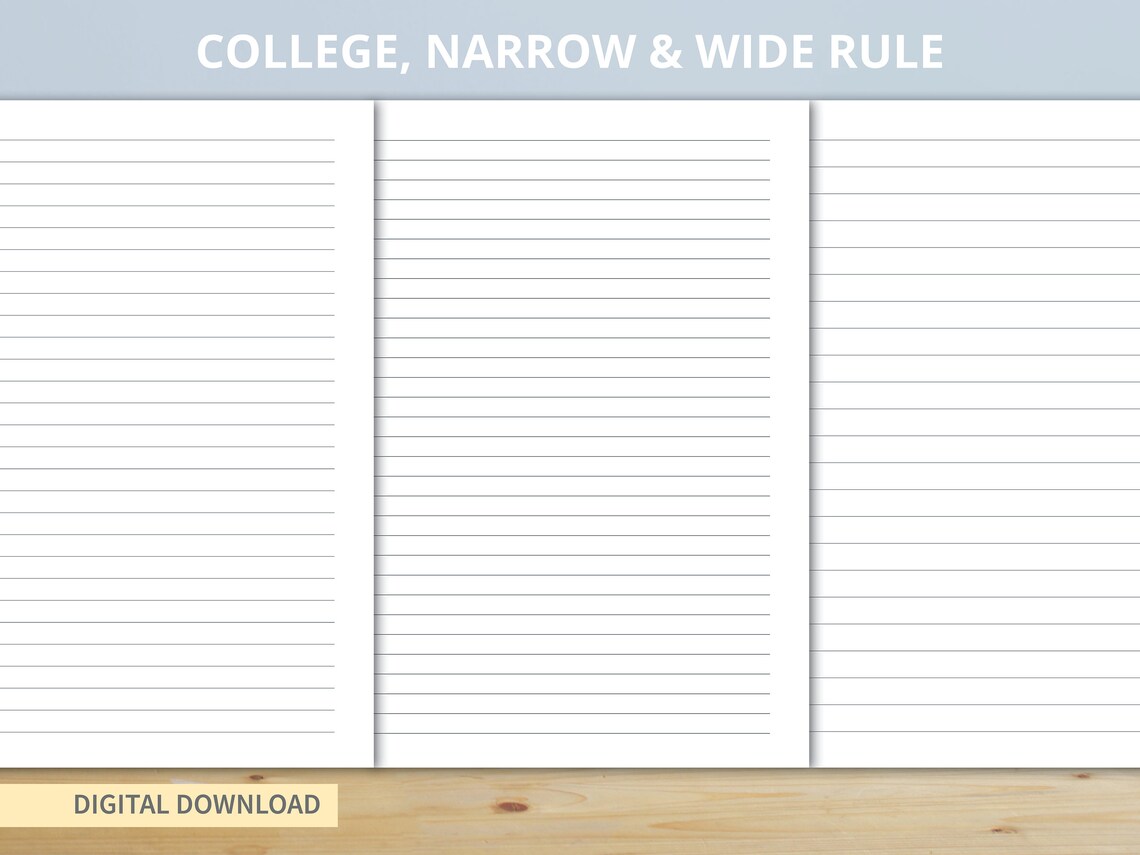 Horizontal Lined Paper in College, Narrow & Wide Rule. Note Taking ...