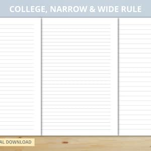 Horizontal Lined Paper in College, Narrow & Wide Rule. Note Taking ...
