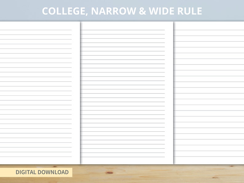 Horizontal Lined Paper in College, Narrow & Wide Rule. Note Taking ...