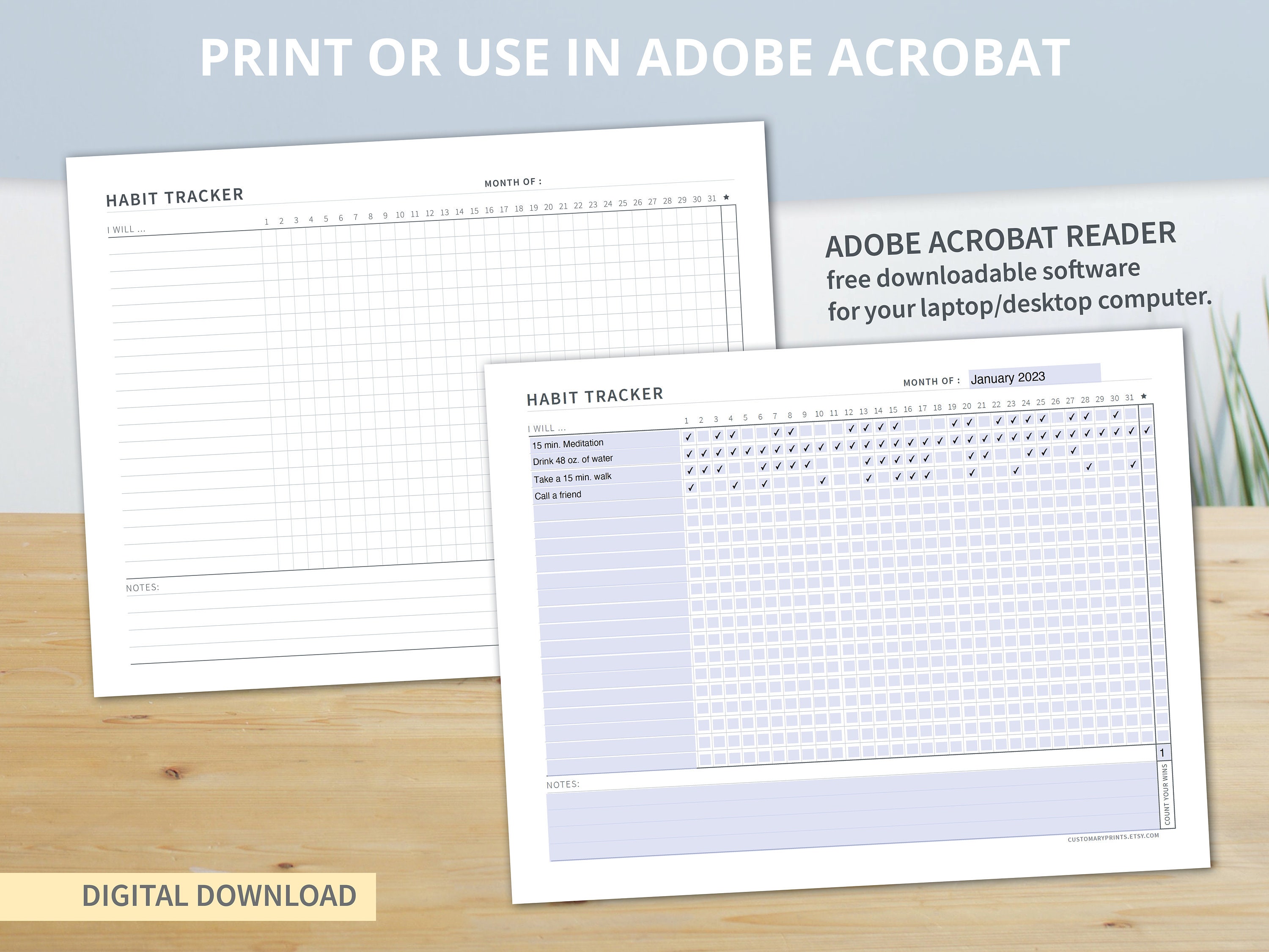 Resolution/habit Tracker Accountability Checklist Page for Keeping a ...