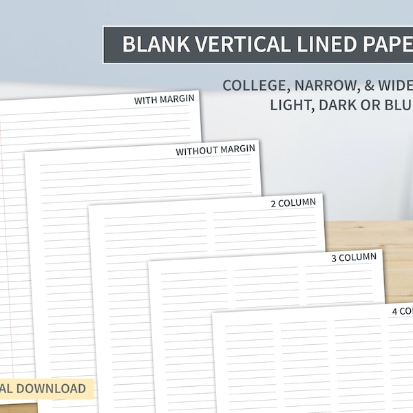 Vertical Lined Paper - Etsy