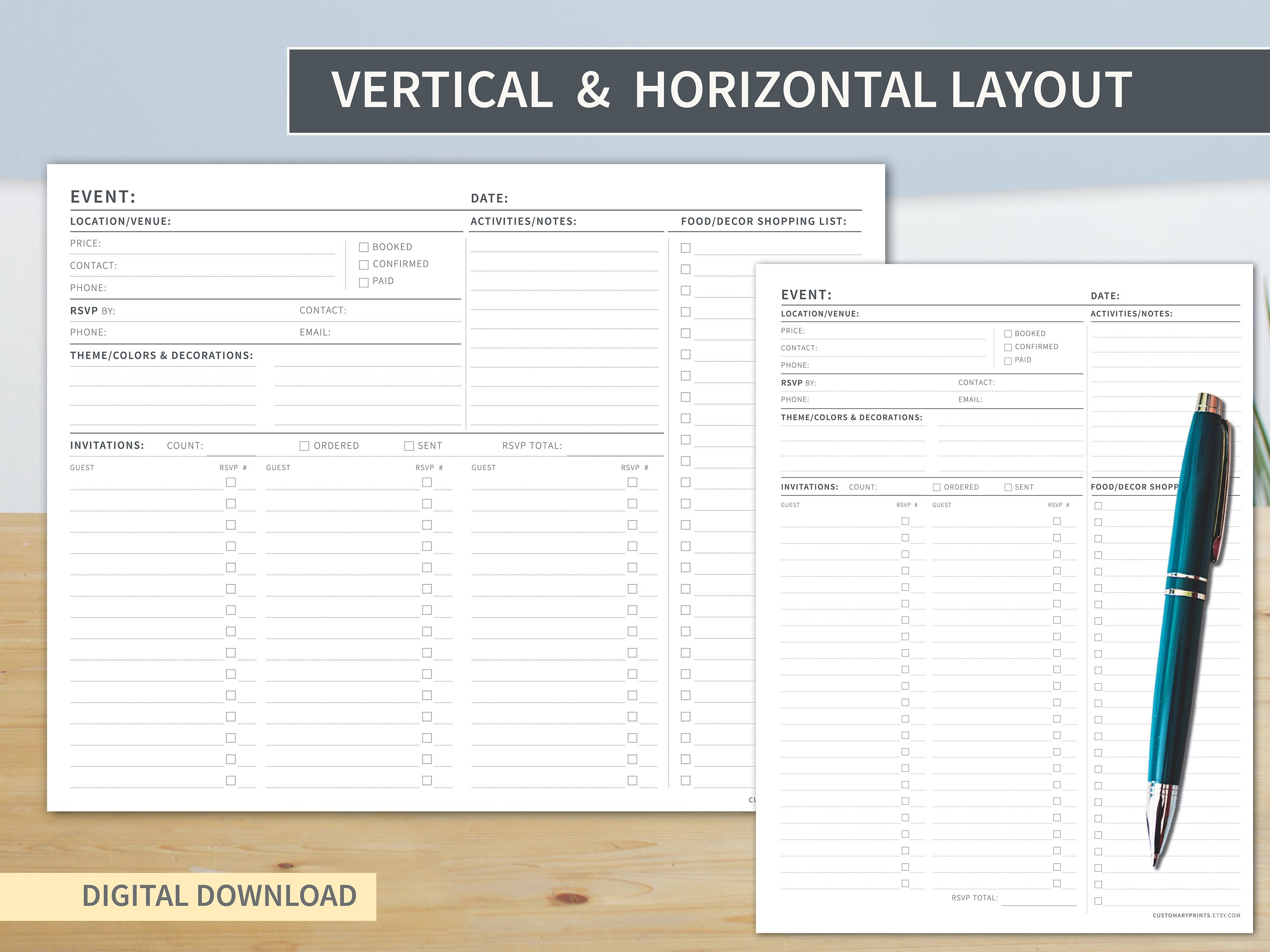 Invitation Tracker | Party Planning Page. Track Birthday or Office ...