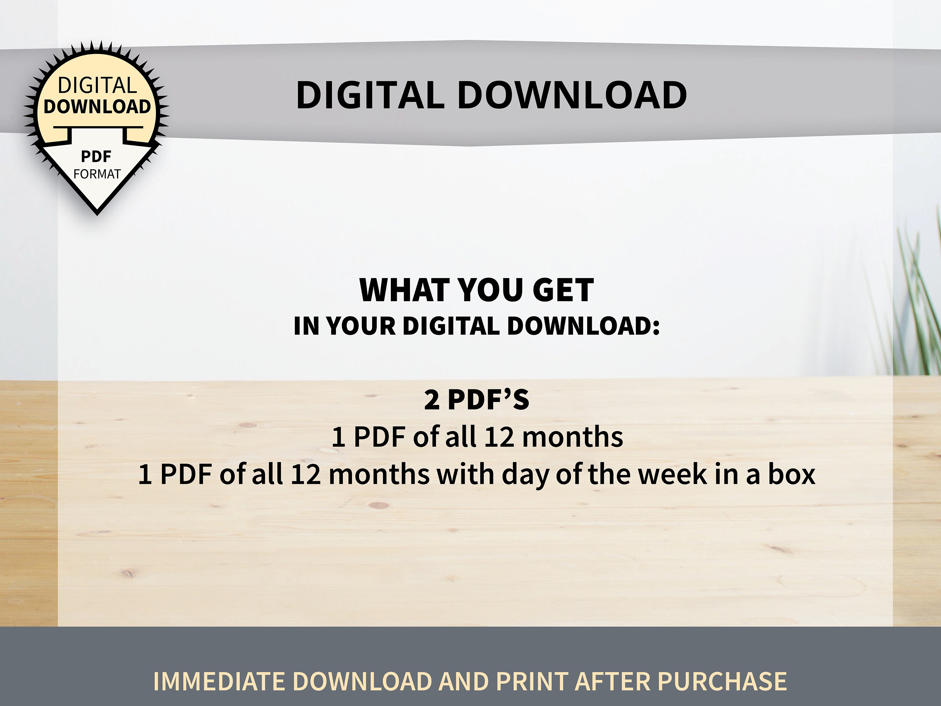 Blank Month Calendar Sunday Start January December 12 - Etsy