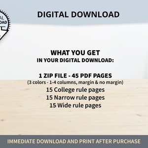 Horizontal Lined Paper in College, Narrow & Wide Rule. Note Taking ...