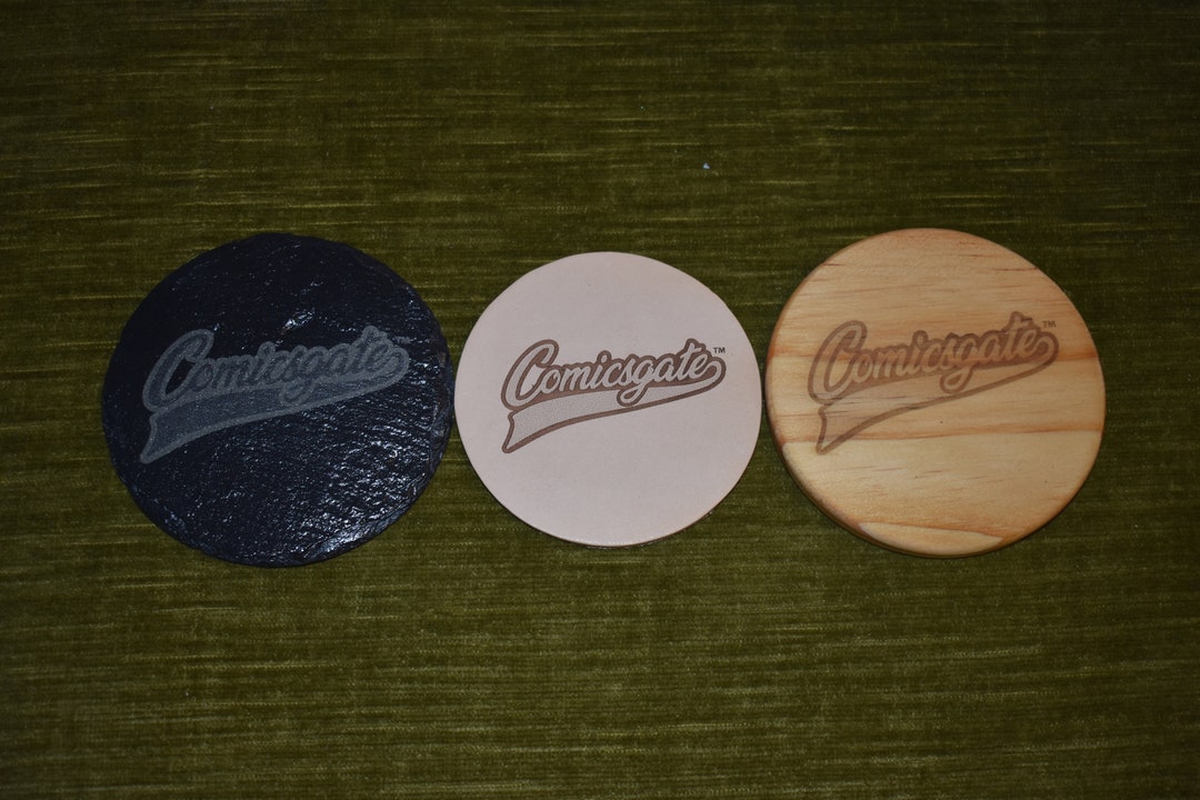 Officially Licensed Comicsgate (TM) Coasters: Wood, Leather, Slate, Set ...