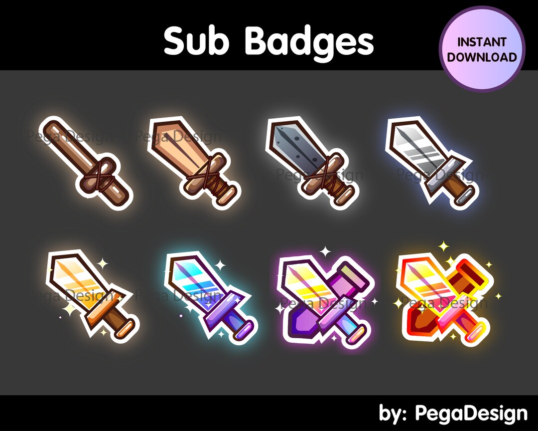 Sword Sub Badges / Sword Bit Badges / Twitch Sub Badges - Etsy