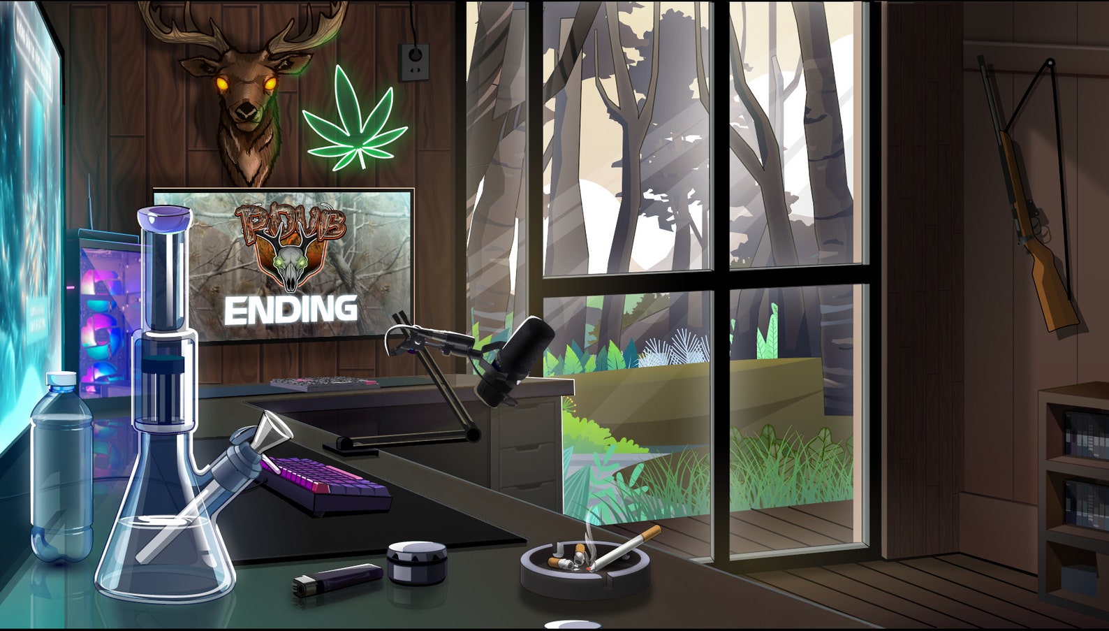 Weed Game Room Stream Screen | Smoke Boong Cannabis | Animated Stream ...