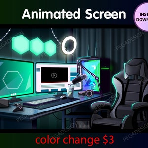 Animated Twitch Stream Screen | Twitch Overlay Lofi Cozy Neon Game Room ...