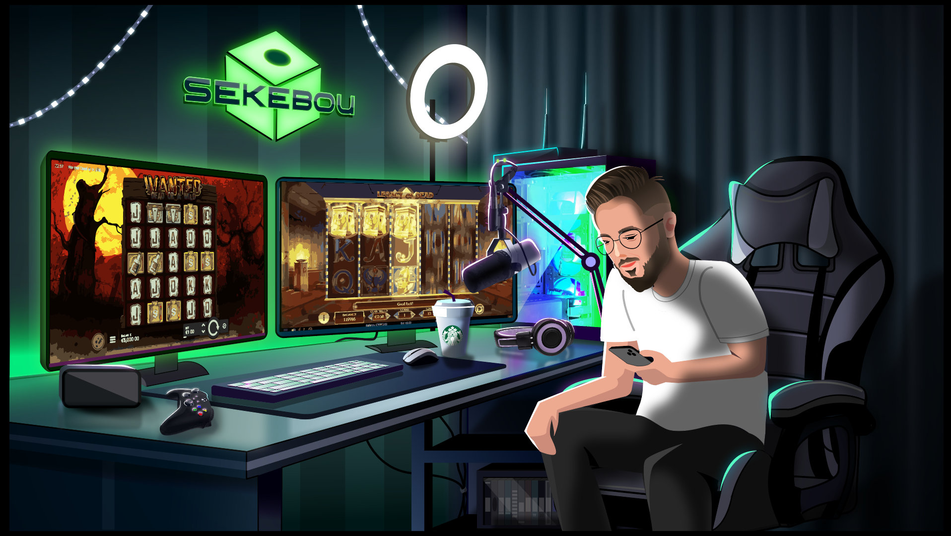 Animated Twitch Stream Screen | Twitch Overlay Lofi Cozy Neon Game Room ...