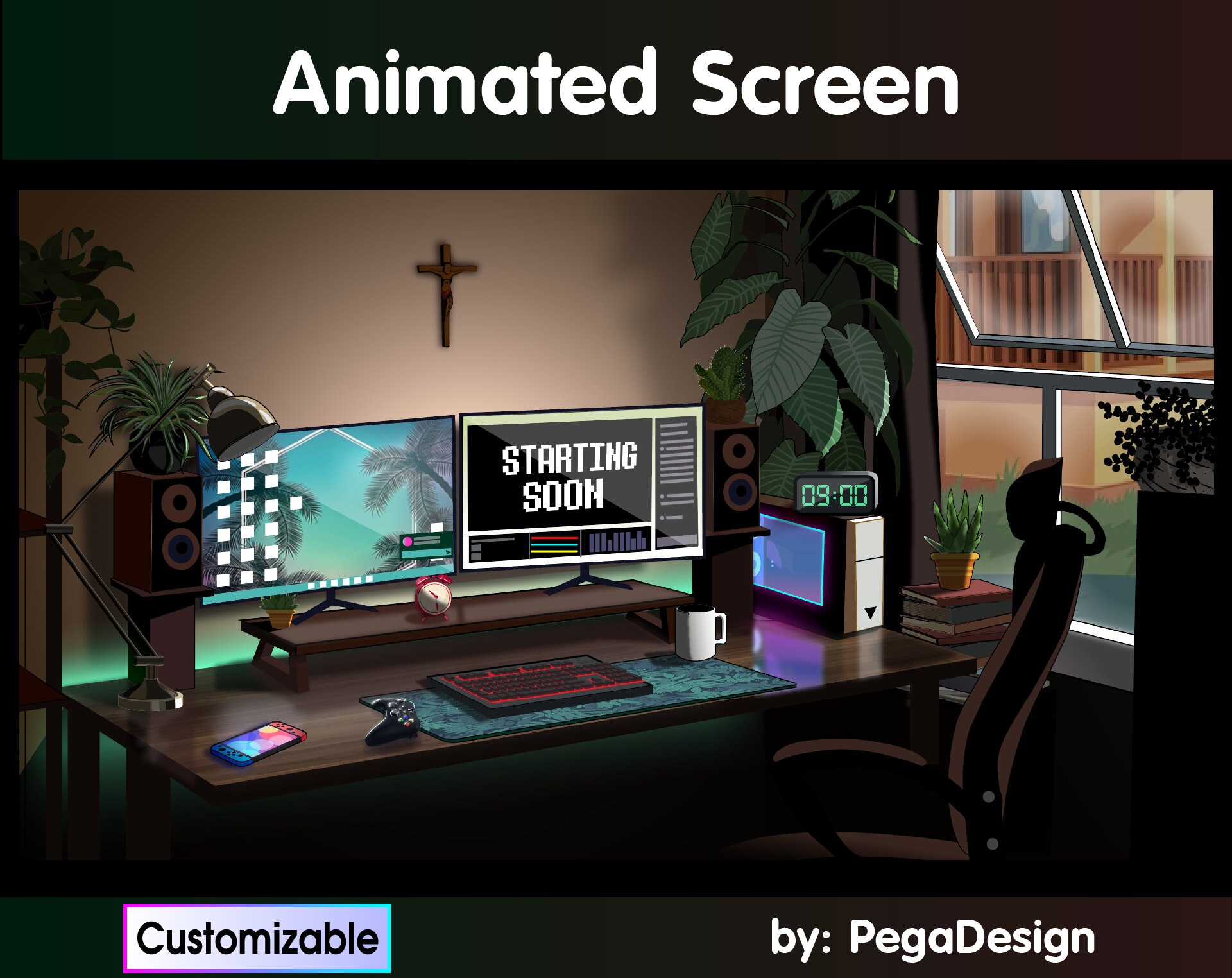 Animated Twitch Stream Screen | Lofi Game Room | Vintage Cozy Twitch ...