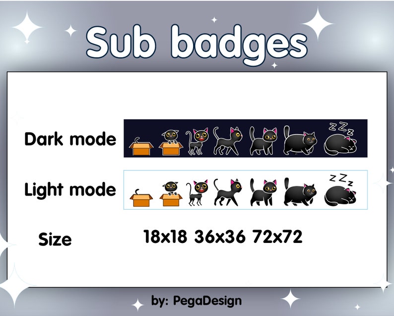 Black Cat Sub Badges Twitch Sub Badges Bit Badges - Etsy