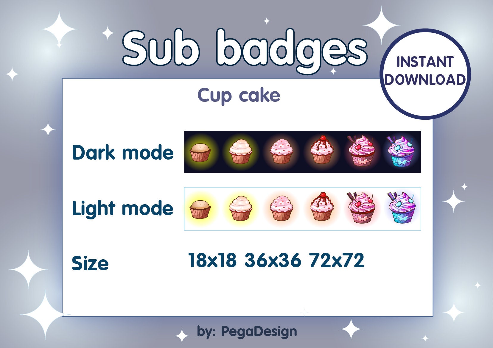 Cupcake Sub Badges / Twitch Sub Bit Badges / Kawaii Sub Bit - Etsy