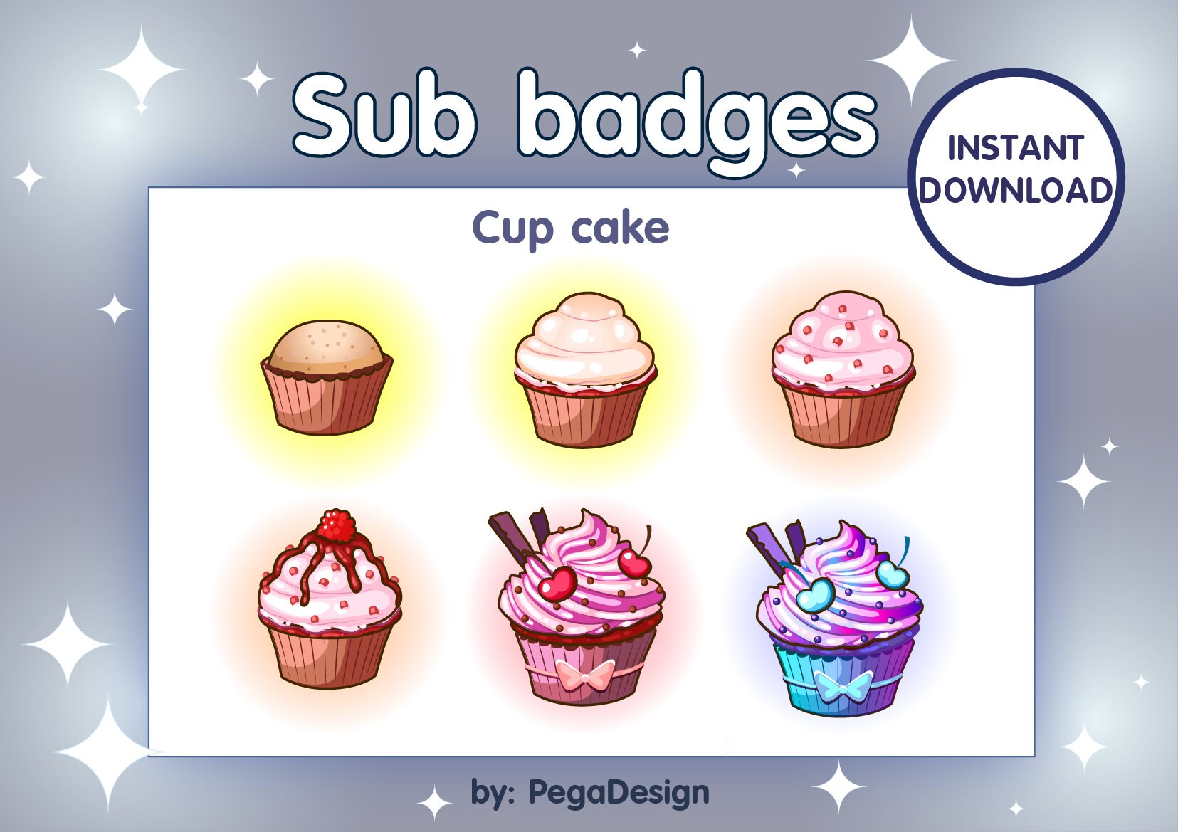 Cupcake Sub Badges / Twitch Sub Bit Badges / Kawaii Sub Bit - Etsy