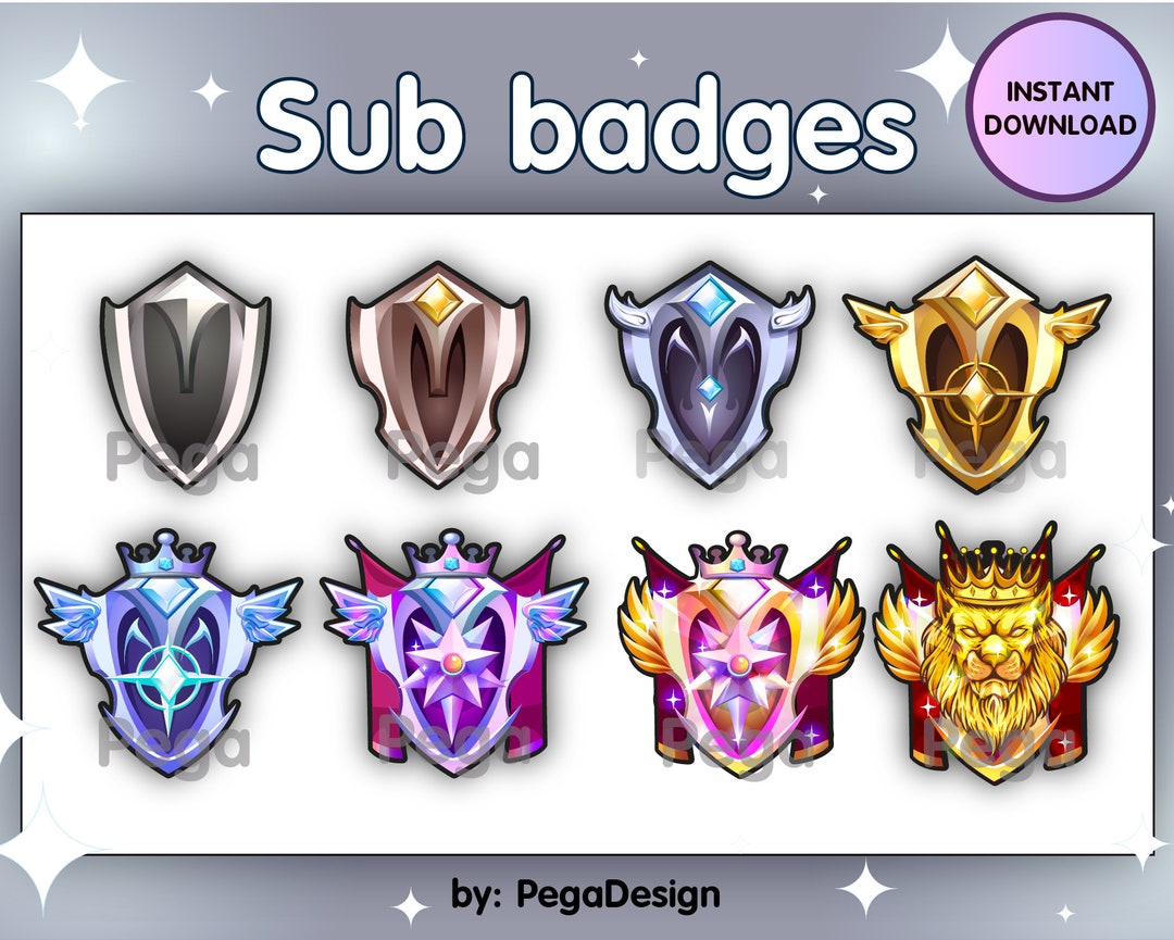 Rank Shield Sub Badges / Twitch Sub Bit Badges / Sub Badges / Bit ...