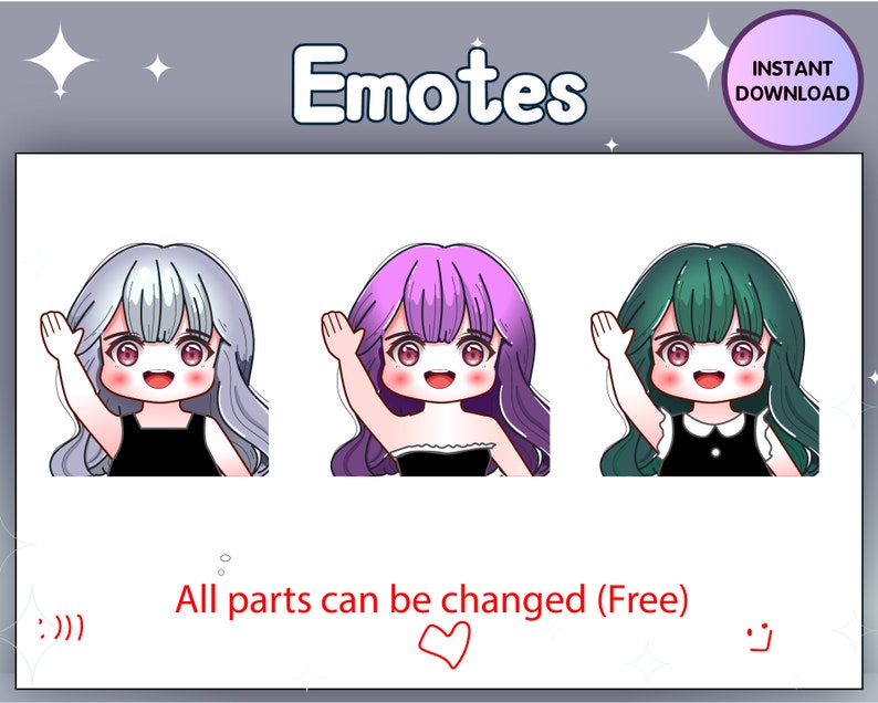 Twitch Emotes Chibi Girl Gray Hair Stream Emote Anime - Etsy