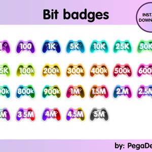 Controller Bit Badges | Joystick | Twitch Bit Badges | Sub Badges ...