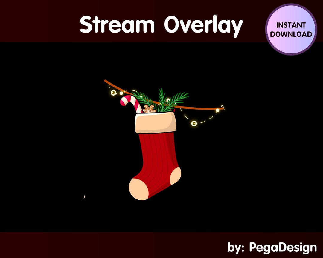 Christmas Sock Animated Stream Decorations, Xmas Twitch Overlay for ...