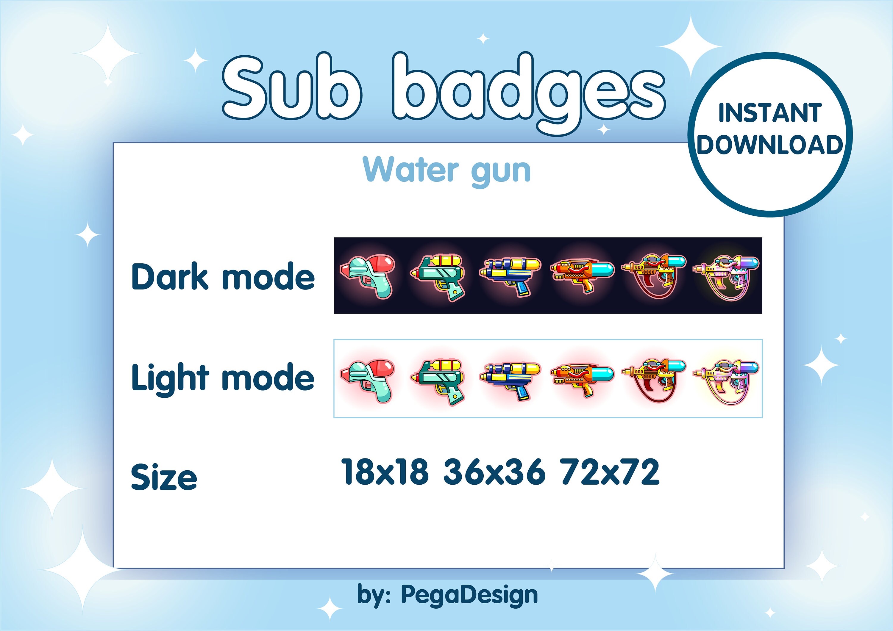 Water Gun Sub Badges / Twitch Sub Badges / Kawaii Sub Bit - Etsy