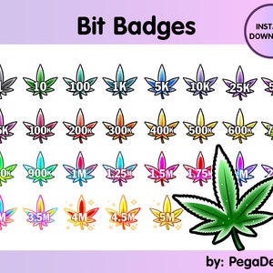 WEED LEAF Bit Badges Designed for Twitch, Discord, Bit, Streamers - Etsy