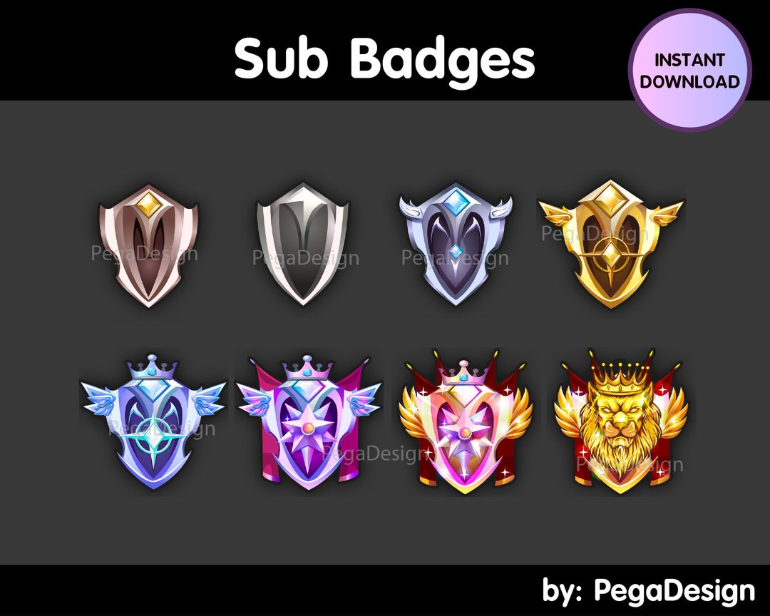 Rank Shield Sub Badges / Twitch Sub Bit Badges / Sub Badges / Bit ...