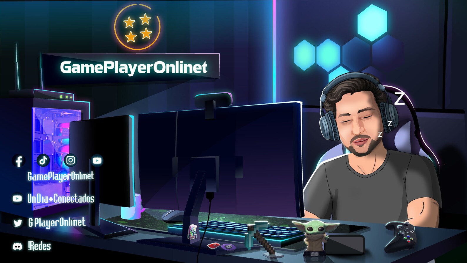 Animated Neon Game Room Twitch Stream Screen Overlay - Etsy