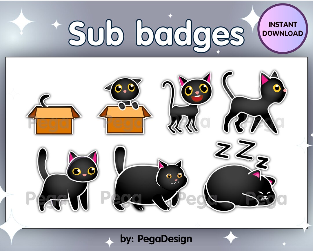 Black Cat Sub Badges Twitch Sub Badges Bit Badges - Etsy