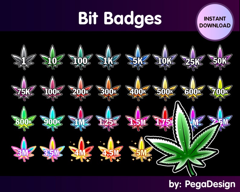 WEED LEAF Bit Badges Designed for Twitch, Discord, Bit, Streamers - Etsy
