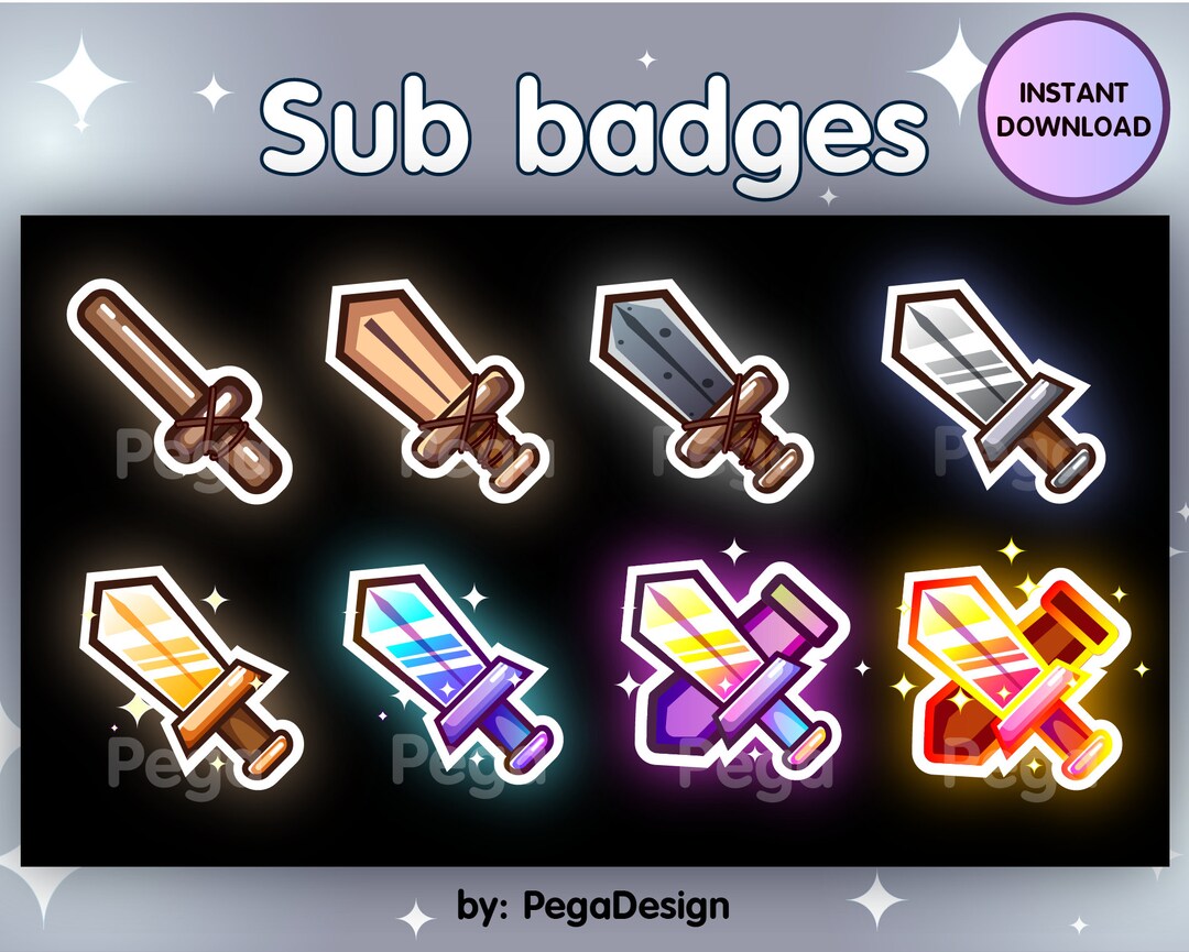 Sword Sub Badges / Sword Bit Badges / Twitch Sub Badges - Etsy Australia