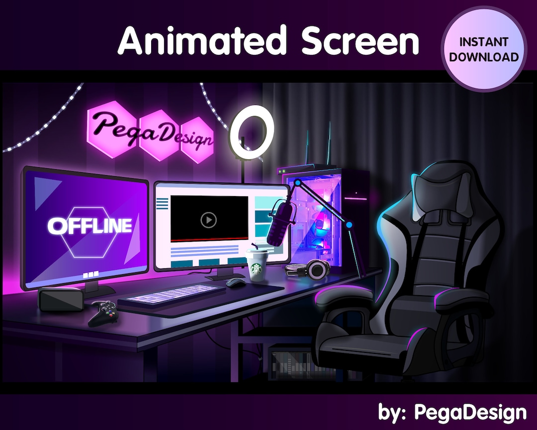 4x Animated Stream Screen for Twitch Lofi Game Room Neon - Etsy UK