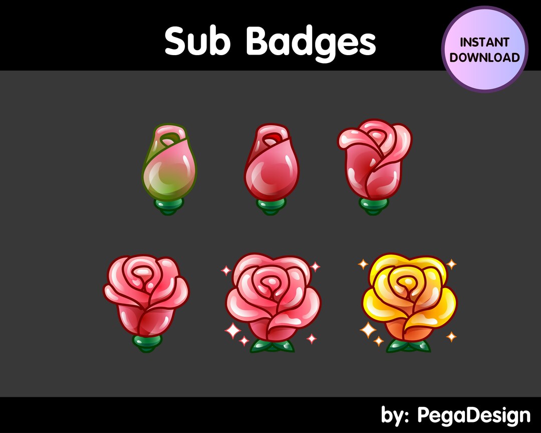 Rose Sub Badges / Twitch Sub Bit Badges / Sub Badges / Bit Badges - Etsy