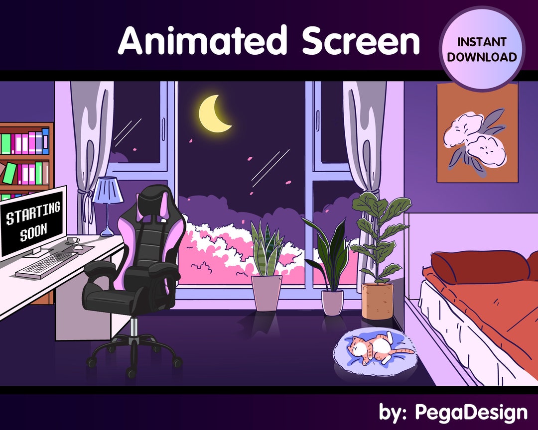4x Animated Screen for Twitch | Lofi Game Room | Sakuara Cozy Game Room | Twitch Animated Screen ...