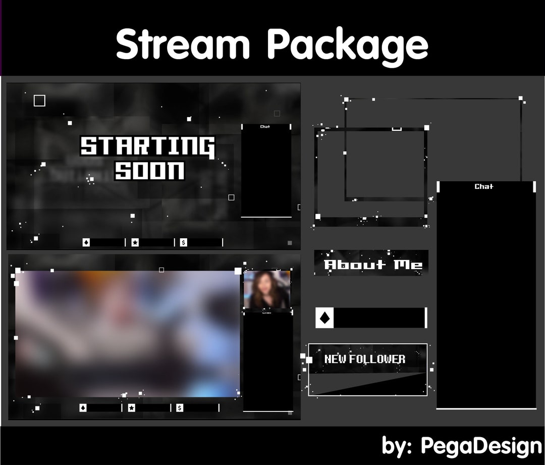 Pixel Stream Package | Twitch Overlay Animated Background Vtuber 8 Bit ...