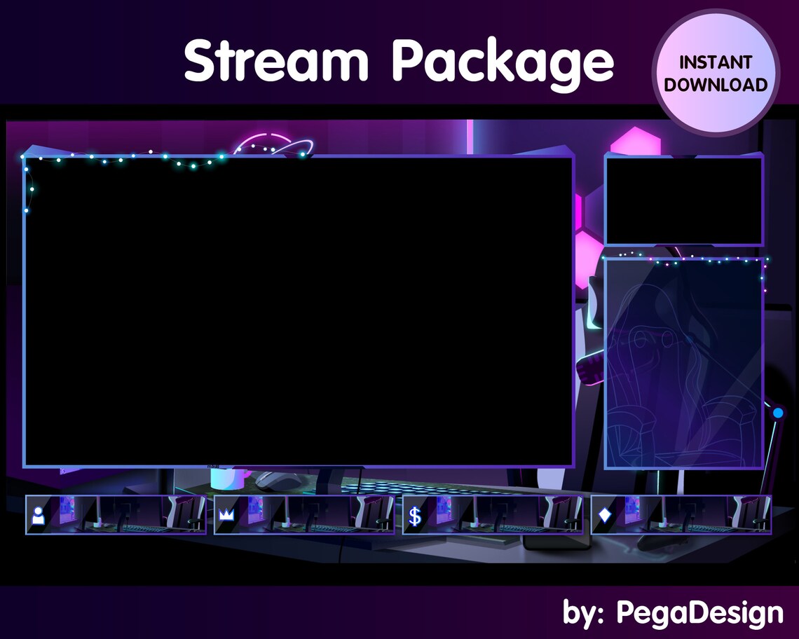Stream Package Lofi Game Room, Animated Twitch Overlays, Stream ...