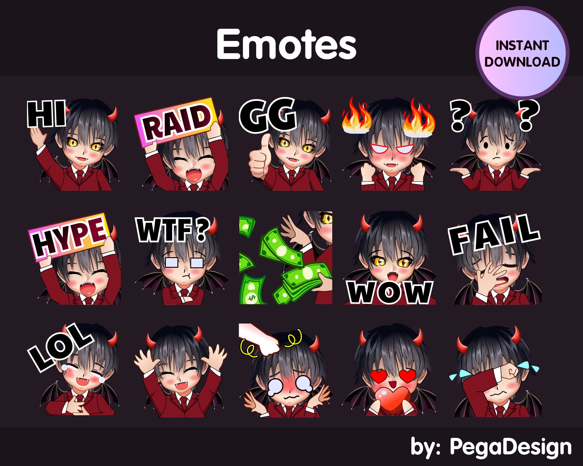 Twitch Emotes | Devil Boyl | Devil | Stream Emote | Anime Chibi ...
