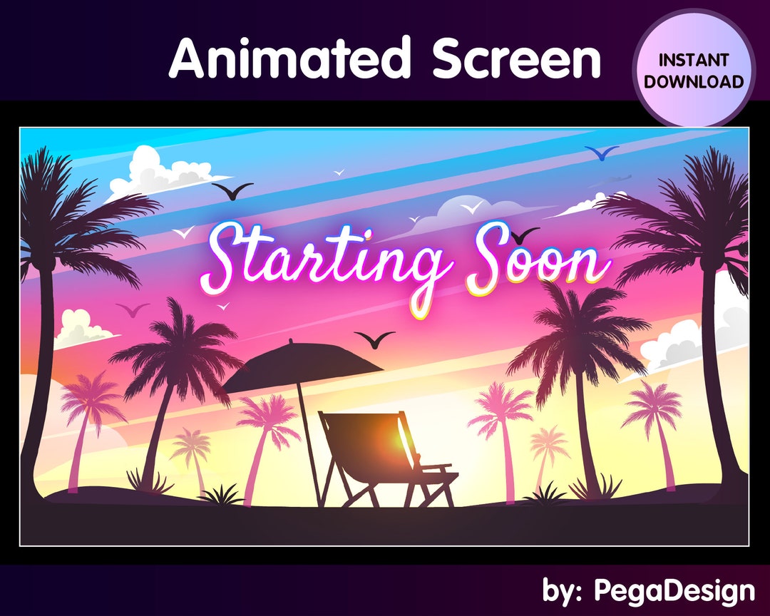 4x Summer Animated Screen | Vibes Beach | Twitch Stream Screen | Cute ...