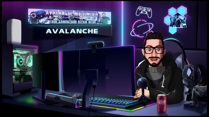 Animated Neon Game Room Twitch Stream Screen Overlay - Etsy