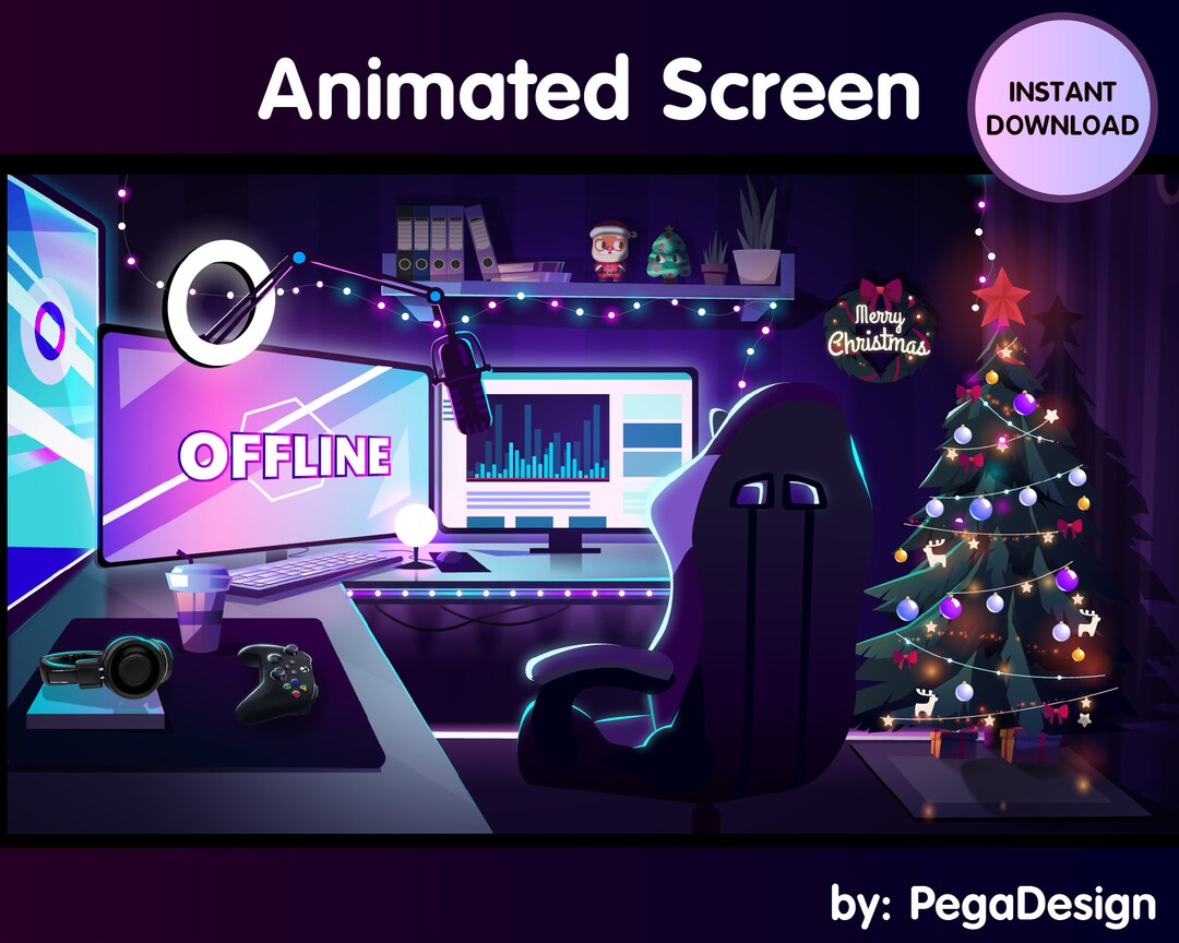 CHRISTMAS VERSION | 4x Animated Stream Screen for Twitch | Xmas | Neon ...