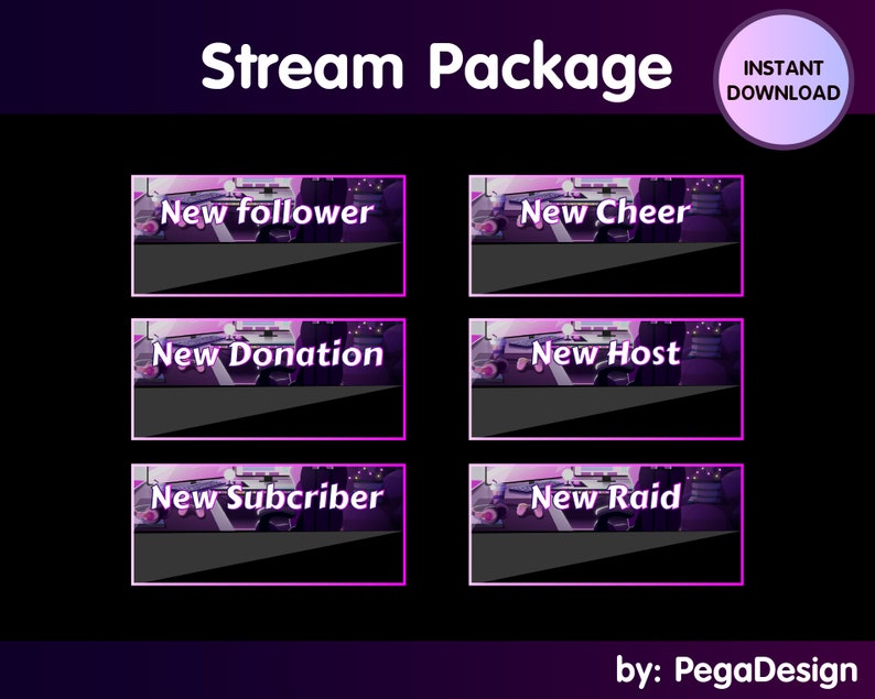 Animated Stream Package Lofi Game Room, Animated Twitch Overlays, Girl ...