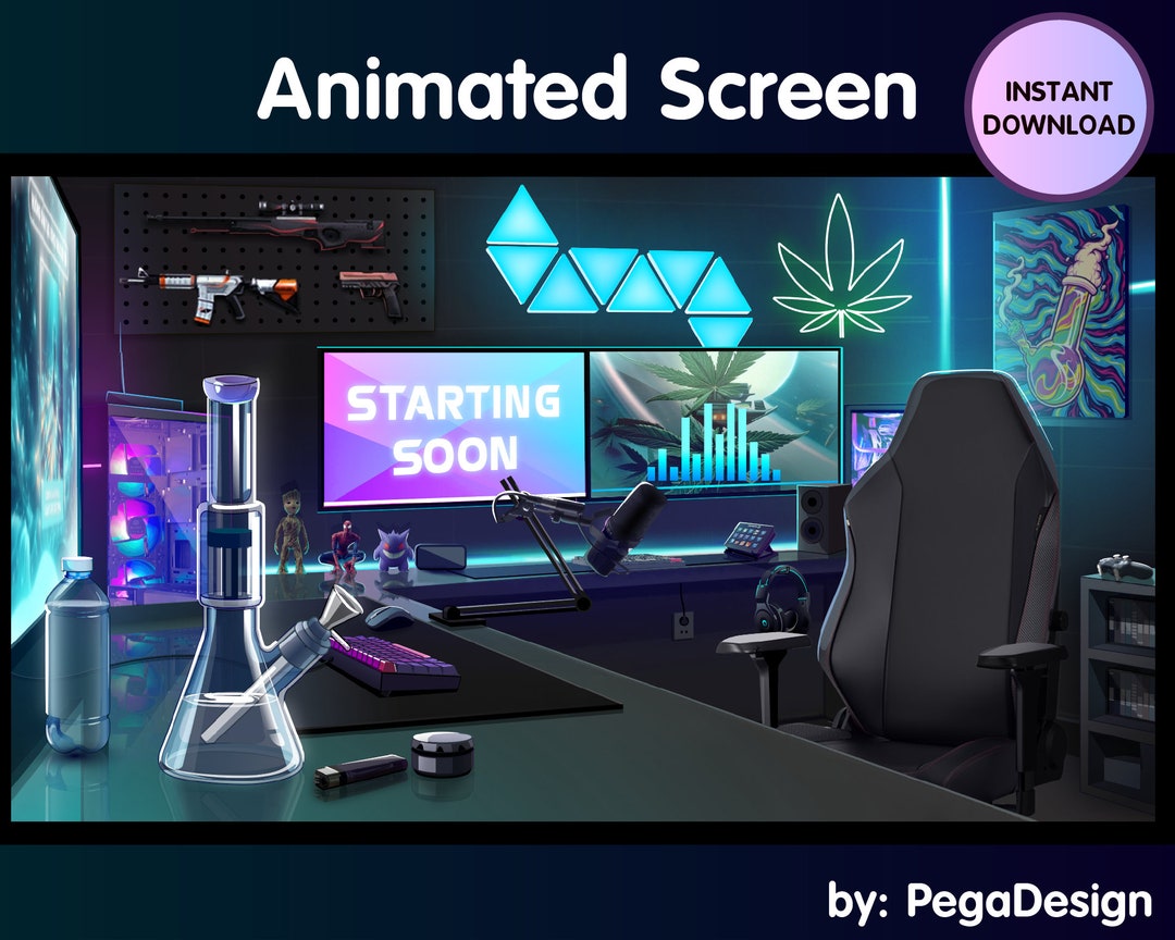 Weed Game Room Stream Screen | Smoke Boong Cannabis | Animated Stream ...