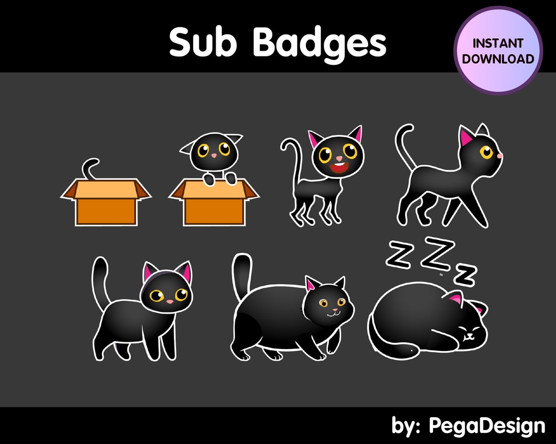 Black Cat Sub Badges | Twitch Sub Badges | Bit Badges - Etsy