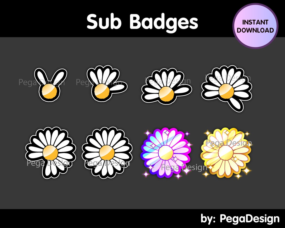Daisy Sub Badges / Twitch Sub Bit Badges / Sub Badges - Etsy